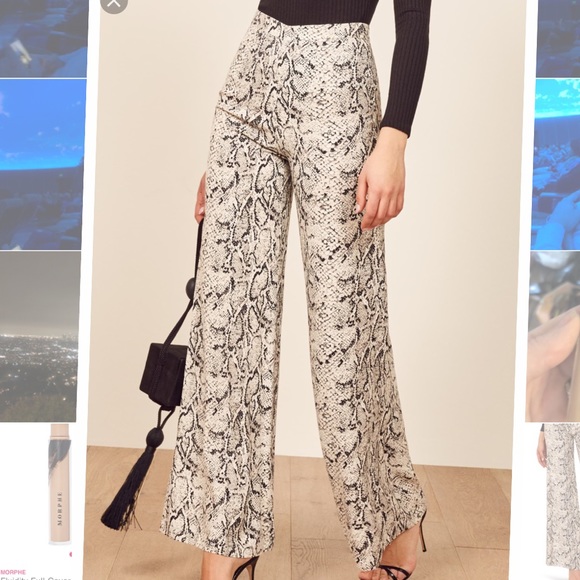 Reformation | Pants & Jumpsuits | Reformation Sorrenti Wide Leg Pants Python Snake | Poshmark